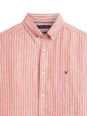 Tommy Hilfiger Bengal Stripe Linen Shirt - Red