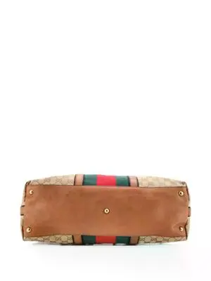 Gucci Rania Convertible Top Handle Bag Web Gg Canvas Medium Tote Bag - Brown