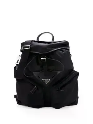 Prada Triangle Convertible Re-nylon With Leather Backpack