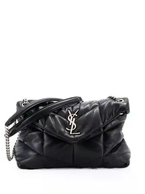 Saint Laurent Loulou Puffer Shoulder Bag Quilted Leather Small Crossbody Bag - Black