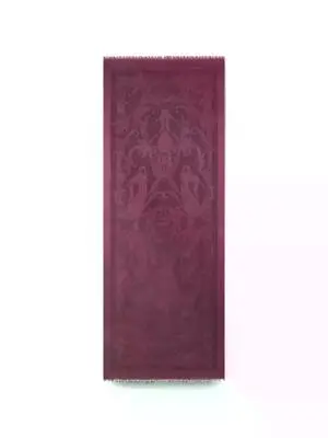 Etro Silk And Wool Jacquard Scarf With Leafy Paisley Motif - Purple