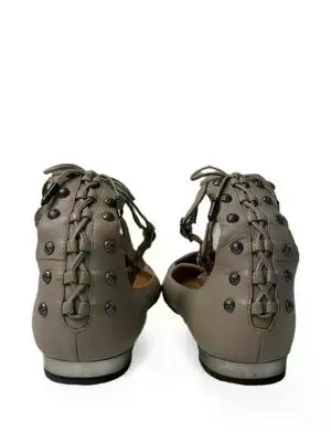 AQUAZZURA Pointed-toe Lace-up Ballet Flats