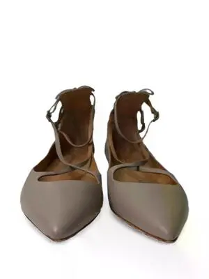 AQUAZZURA Pointed-toe Lace-up Ballet Flats