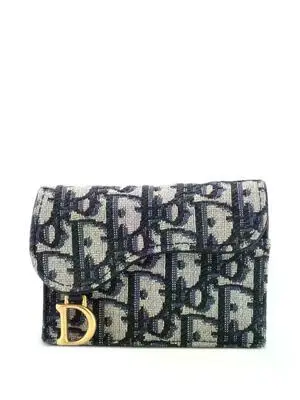 Dior Saddle 5-gusset Case Oblique Canvas Card Holder - Blue