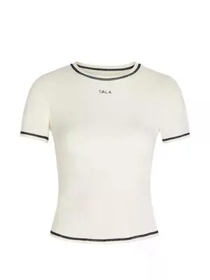 TALA Contrast-stitch Logo-print T-shirt - Neutrals