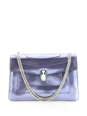 BVLGARI Serpenti Forever Patent Medium Shoulder Bag - Blue