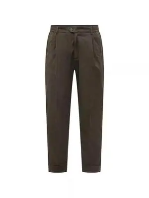 HOSIO Pleated-detail Cuffed-hem Trousers - Brown