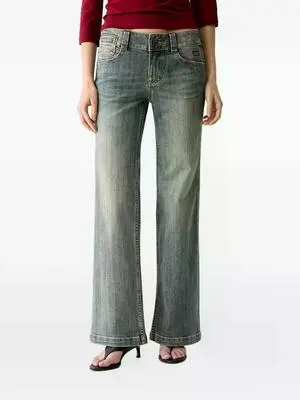 Miss Sixty Logo-patch Whiskered Straight Jeans - Blue