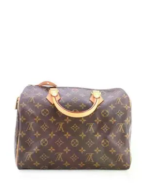 LOUIS VUITTON Speedy Handbag Monogram Canvas Satchel - Brown