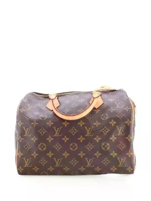 LOUIS VUITTON Speedy Handbag Monogram Canvas Satchel - Brown