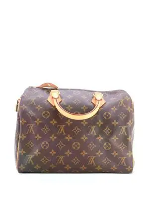 LOUIS VUITTON Speedy Handbag Monogram Canvas Satchel - Brown