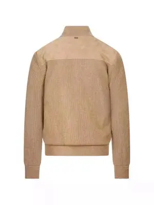 Agnona Suede-panelled Ribbed-knit Jacket