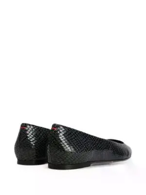 AeydĒ Cassy Mini Snakeskin-effect Ballet Flats