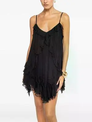 NISSA Open-back Silk Mini Dress - Black