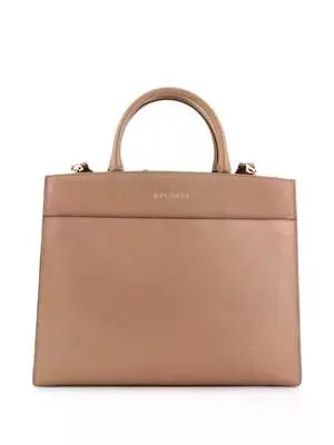 BVLGARI Embellished Logo Leather Medium Tote Bag