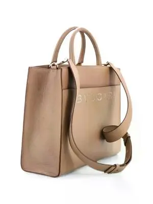 BVLGARI Embellished Logo Leather Medium Tote Bag