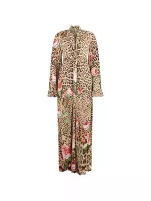 Roberto Cavalli Leopard-print Floral-print Maxi Dress - Neutrals
