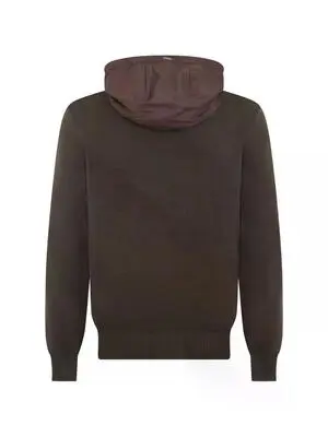 Herno Fine-knit Hoodie With Contrasting Hood - Brown