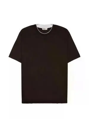 PAOLO PECORA Layered-detail T-shirt - Brown