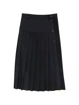 N°21 Pleated Button-detail Midi Skirt