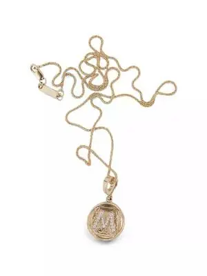 AZLEE 18k Yellow Diamond Initial Coin Pendant - Gold