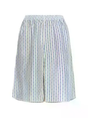 American Vintage Zivow Striped Wide-leg Shorts - White
