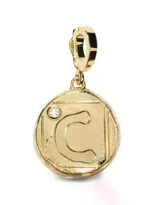 AZLEE Diamond Initial Coin Pendant - Gold