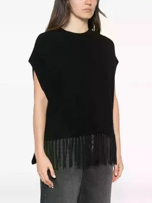 Patrizia Pepe Knitted Poncho With Fringe