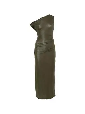 Patrizia Pepe Asymmetrical Draped Midi Dress - Green