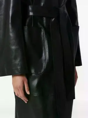 Nour Hammour Ruelle Belted Leather Trench Coat