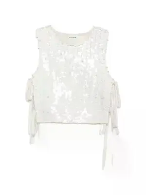 P.a.r.o.s.h Sequin-embellished Side-tie Top - White