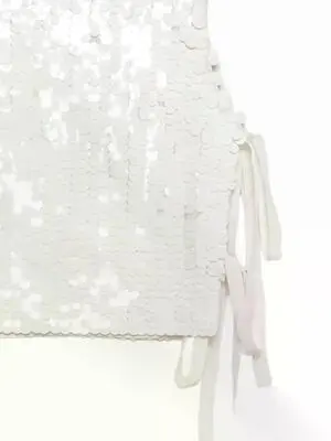P.a.r.o.s.h Sleeveless Sequin Embellished Cropped Top With Side Ties - White