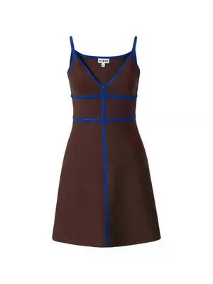Staud Contrast-trim Sleeveless Mini Dress - Brown