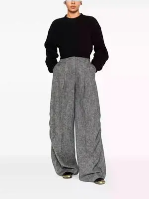 UMA WANG Ribbed-knit Cropped Sweater - Black