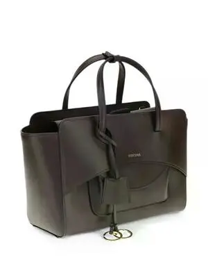 HIDESINS Leather Handbag With Logo Detail - Brown