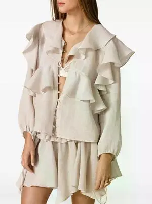 PNK Smocked-waist Ruffled Mini Skirt - Neutrals