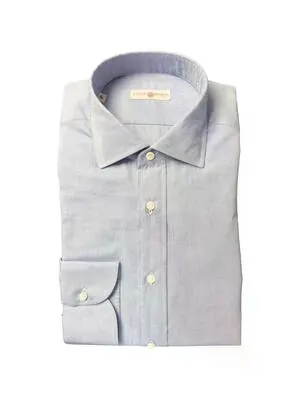 Luciano Barbera Mini-herringbone Point-collar Shirt - Blue
