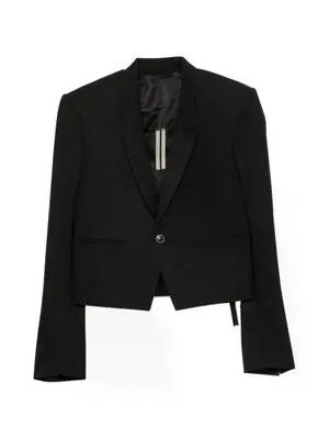Rick Owens Cropped Blazer With Buckle-strap Detail - Black