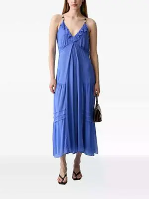 PEDRO DEL HIERRO Ruffled Beaded-strap Maxi Dress