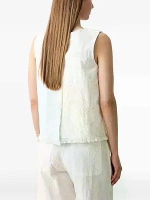 PEDRO DEL HIERRO Embroidered Fringed Top - White