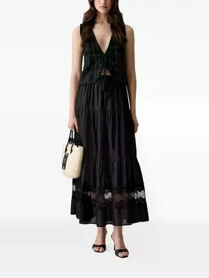 MORGAN Tiered Lace-insert Maxi Skirt