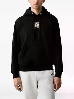 Alpha Industries Logo-print Drawstring Hoodie - Black
