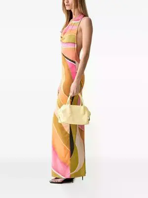 NEVER FULLY DRESSED Abstract Print Cowl Neck Halter Maxi Dress