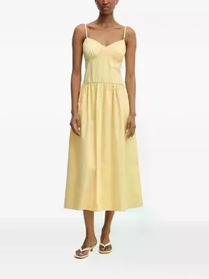 MORGAN Rdady Bow-detail Flared Cotton Midi Dress - Yellow
