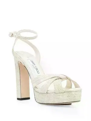 JIMMY CHOO Kove 120 Natural Fine Raffia-effect Platform Sandals