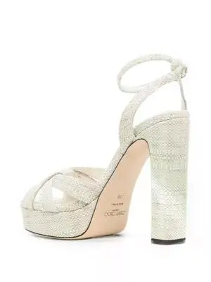 JIMMY CHOO Kove 120 Natural Fine Raffia-effect Platform Sandals