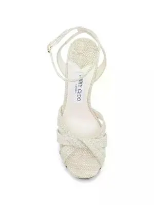 JIMMY CHOO Kove 120 Natural Fine Raffia-effect Platform Sandals