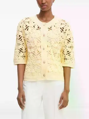 MORGAN Crochet-knit Cardigan - Yellow