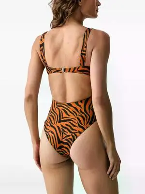 Kurt Geiger Tiger Print Embellished One Piece Swimsuit