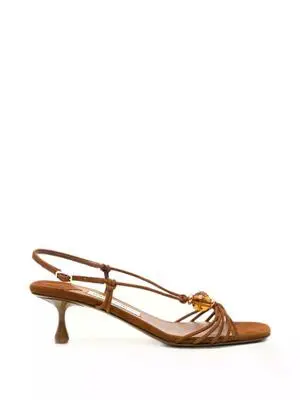 JIMMY CHOO Bead-embellished Strappy Sandals - Brown